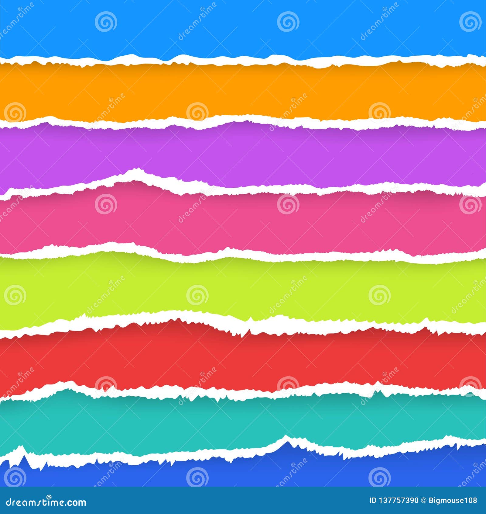 Cartoon Torn Color Paper Seamless Pattern Background. Vector Stock ...