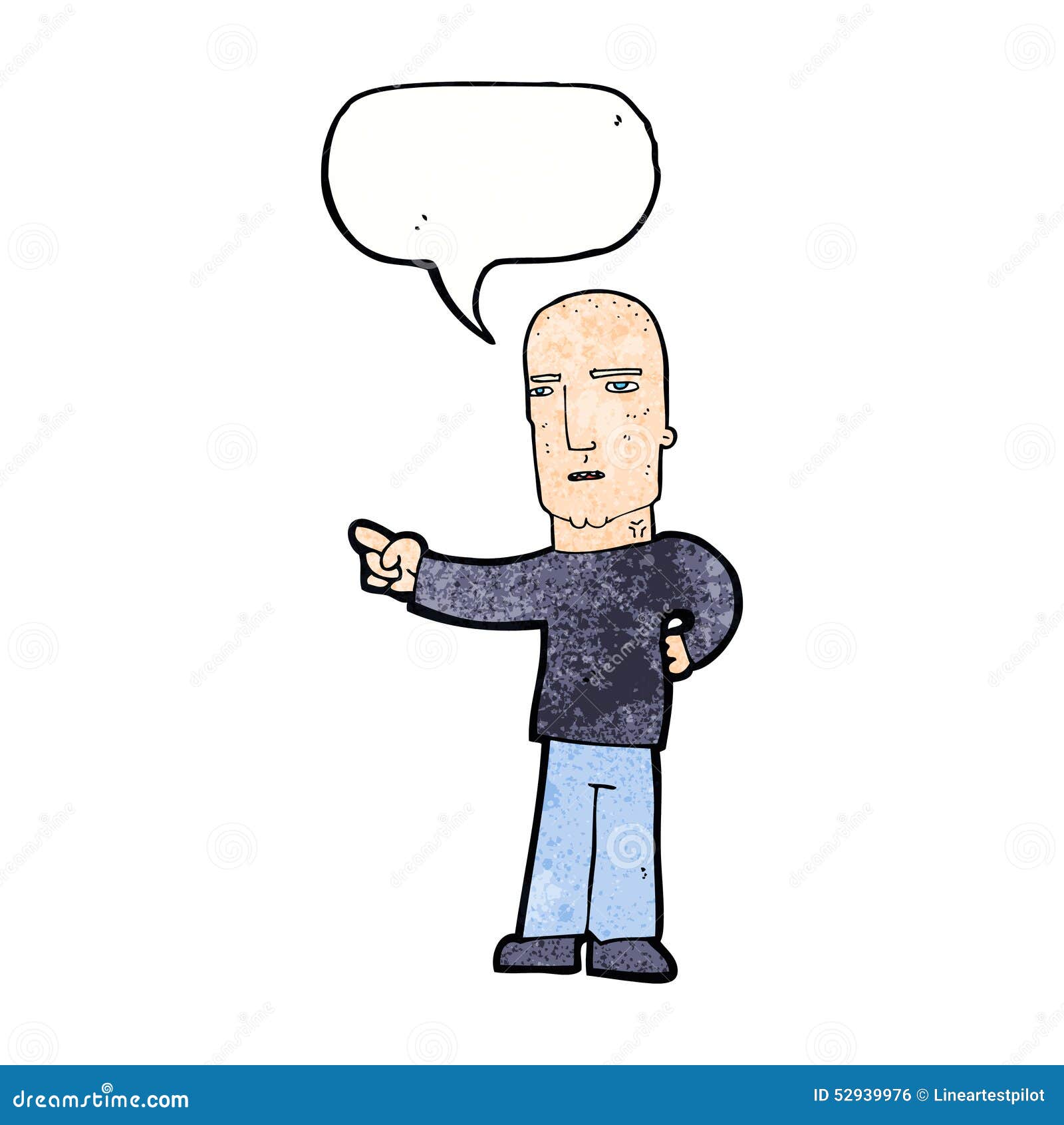 Cartoon Tough Guy Pointing with Speech Bubble Stock Illustration ...