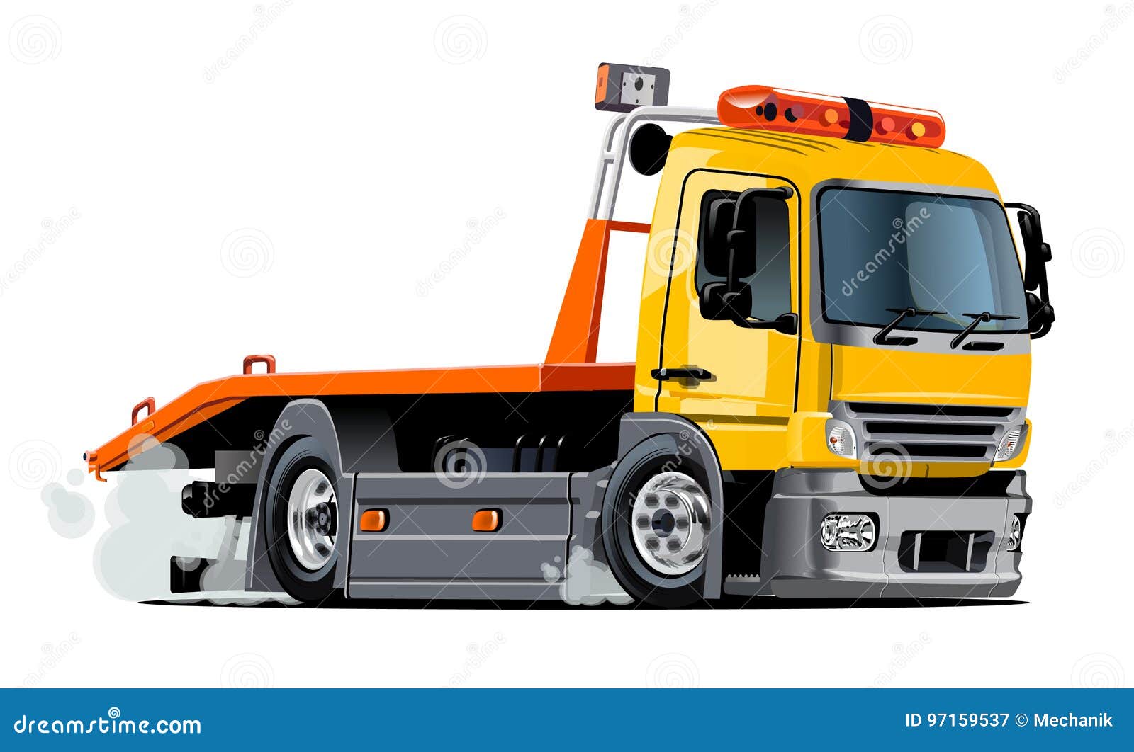 Cartoon tow truck stock vector. Illustration of road - 97159537