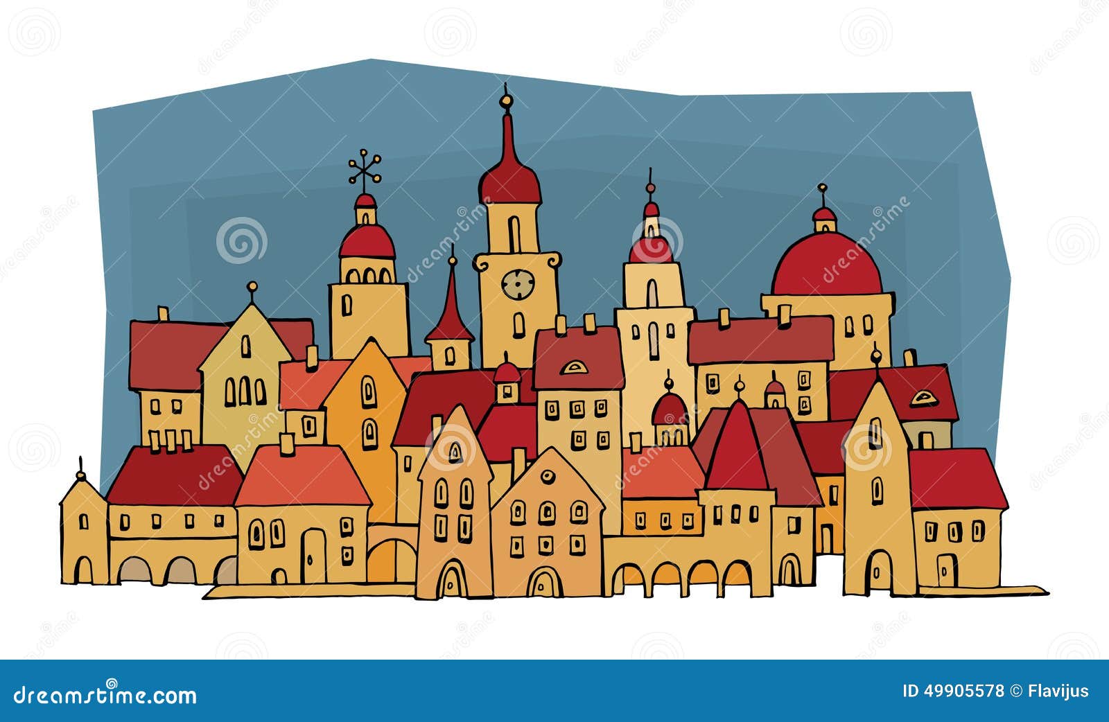 Cartoon town stock vector. Illustration of downtown, avenue - 49905578