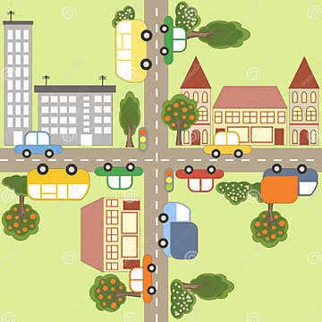 Cartoon town map. stock vector. Illustration of district - 25307038