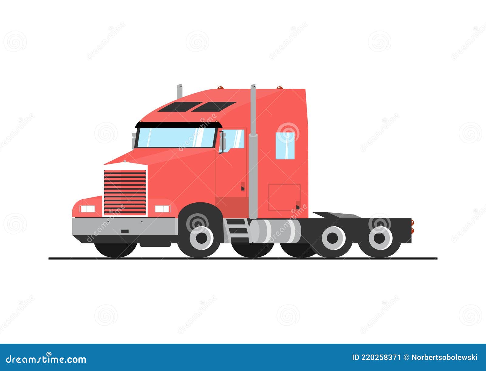 Conventional Semi Tractor Cartoon Vector | CartoonDealer.com #220258371