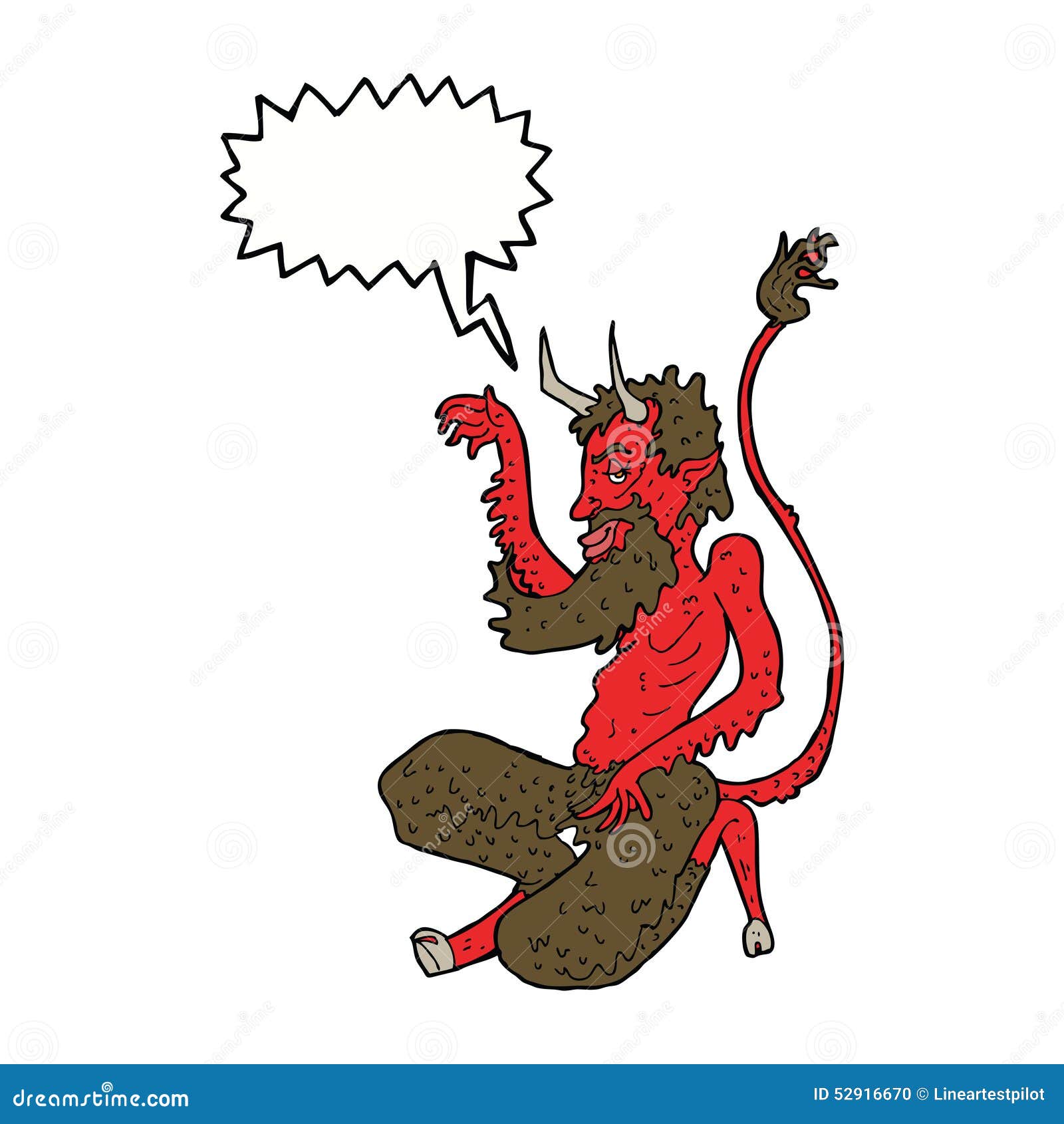 Cartoon Traditional Devil with Speech Bubble Stock Illustration ...