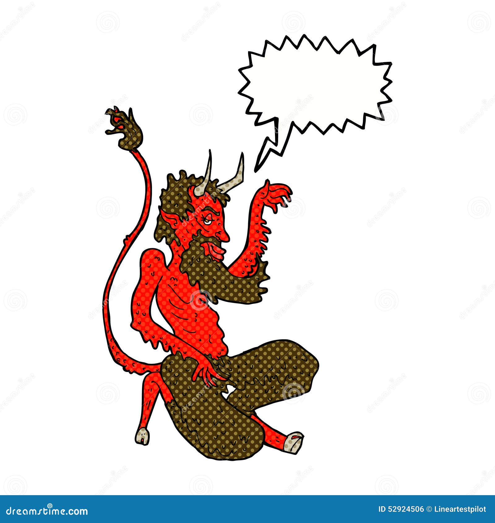 Cartoon Traditional Devil with Speech Bubble Stock Illustration ...