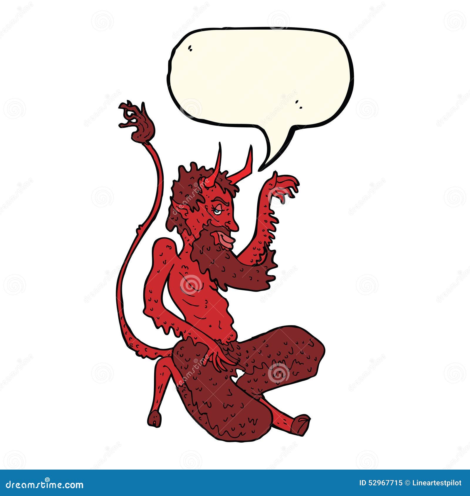 Cartoon Traditional Devil with Speech Bubble Stock Illustration ...