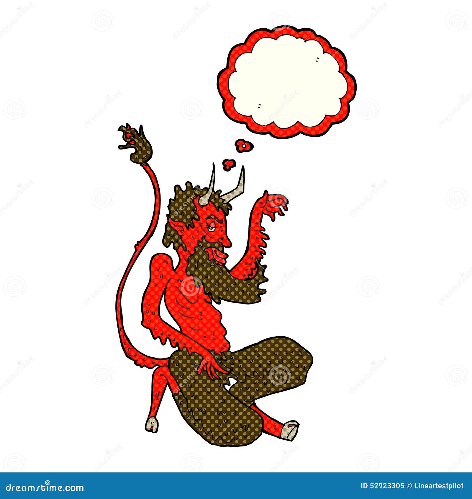 Cartoon Traditional Devil with Thought Bubble Stock Illustration ...