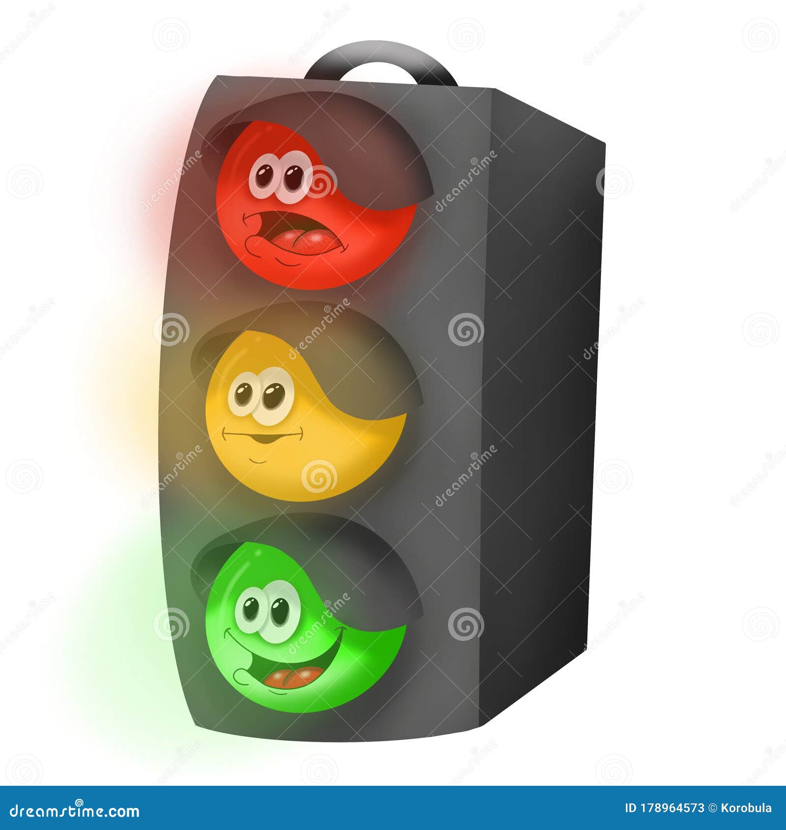 Cartoon Traffic Light Illustration on White Background Stock ...
