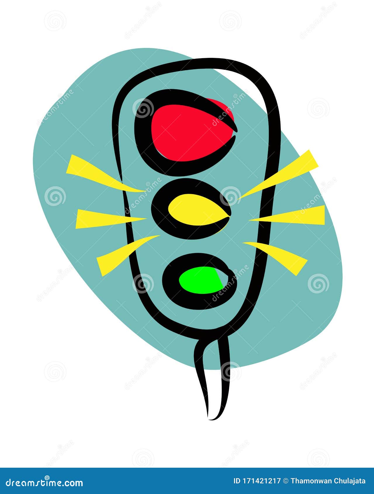 Cartoon Traffic Light Yellow Light Warning Stock Vector - Illustration ...