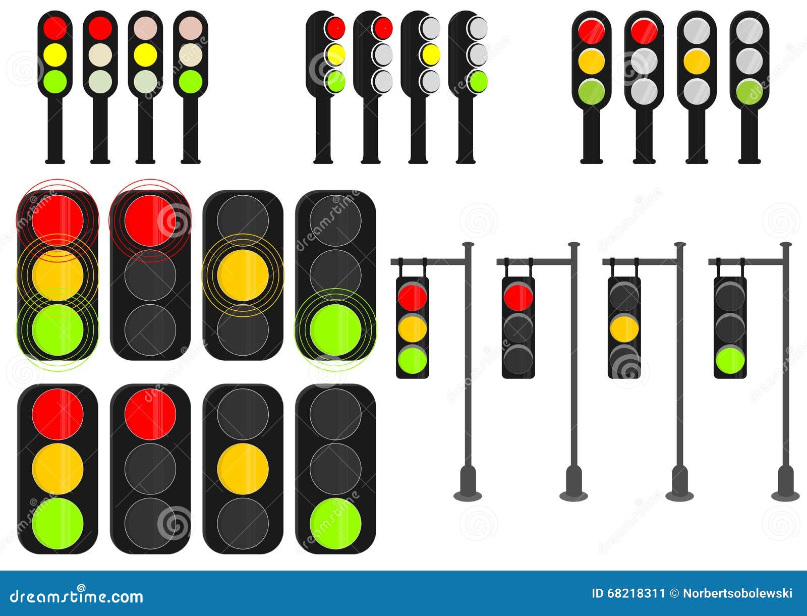 Cartoon traffic lights stock vector. Illustration of infographic - 68218311