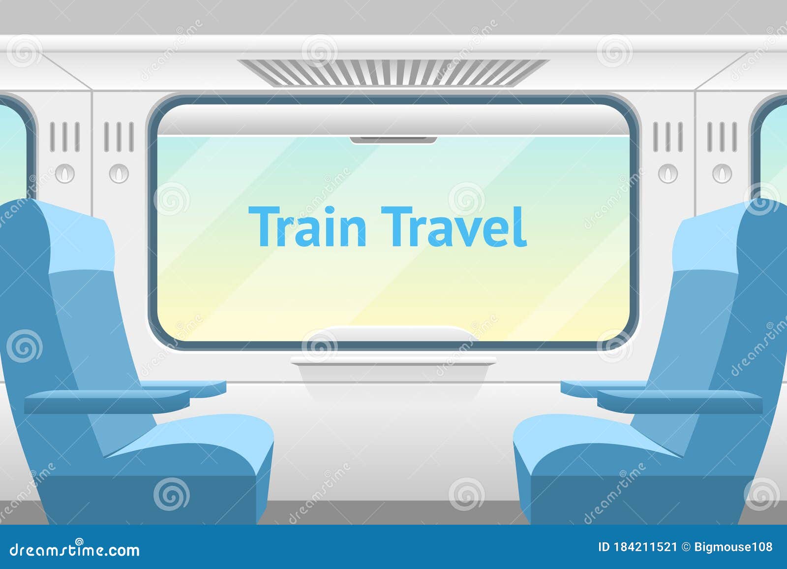 Cartoon Train Inside Interior Card Ad. Vector Stock Vector ...