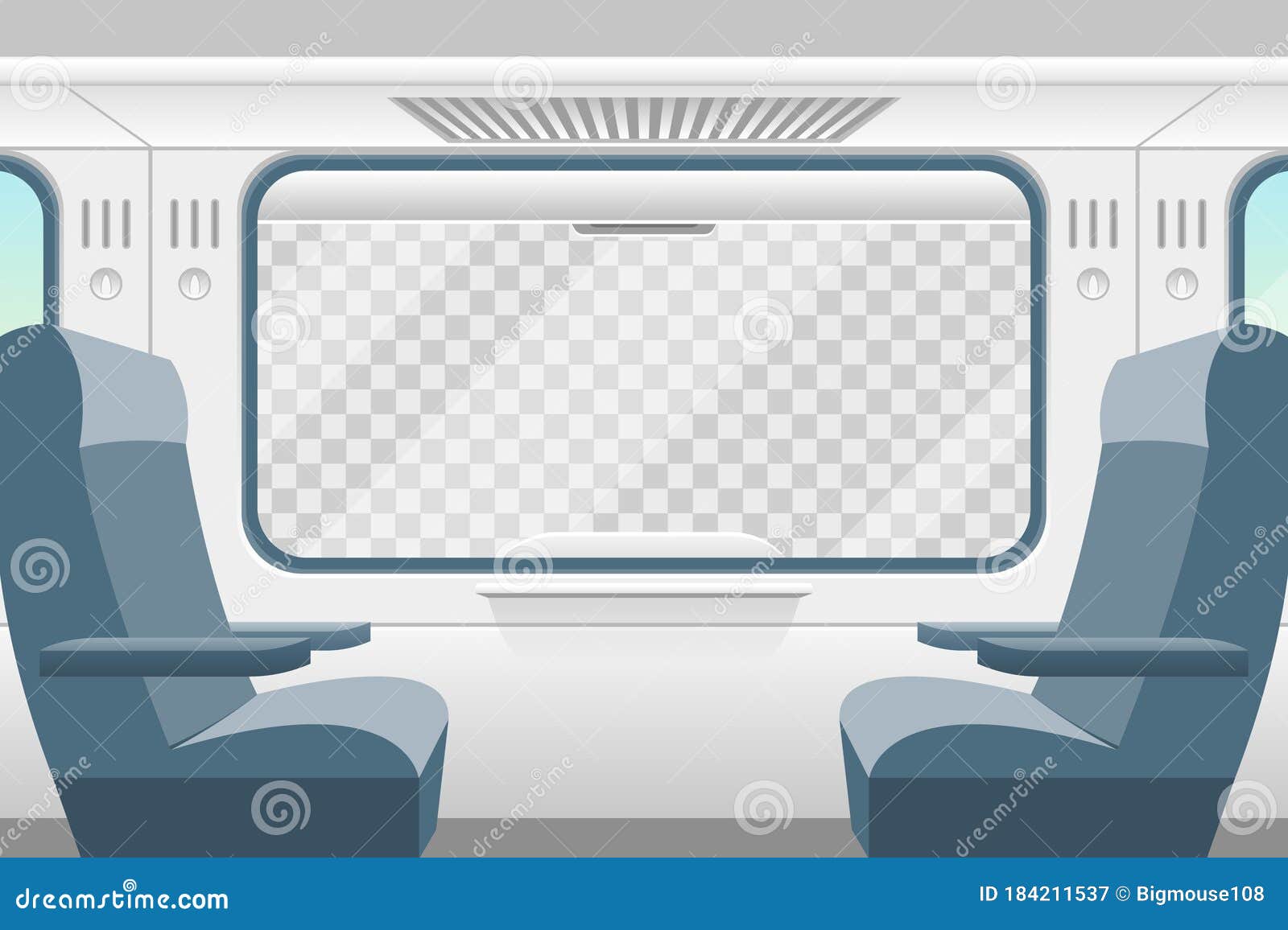 Cartoon Train Inside Interior and Window Empty. Vector Stock Vector ...