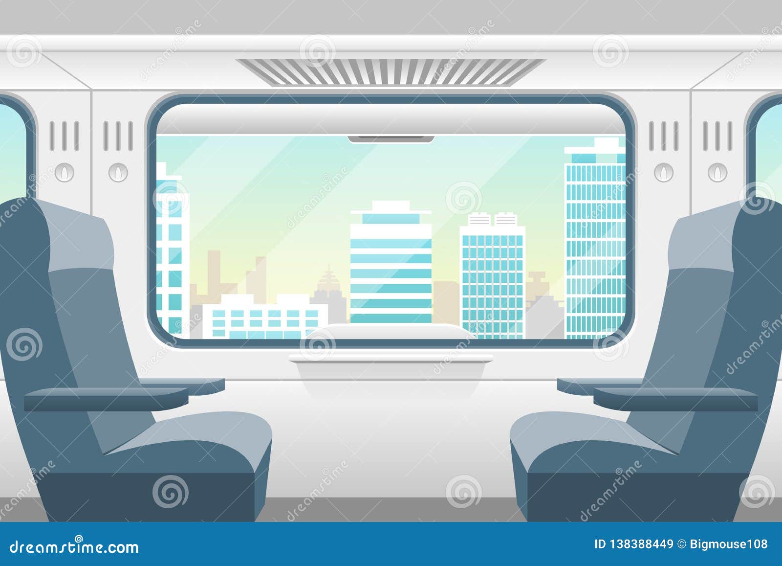 Cartoon Train Inside Interior And Window View. Vector | CartoonDealer ...