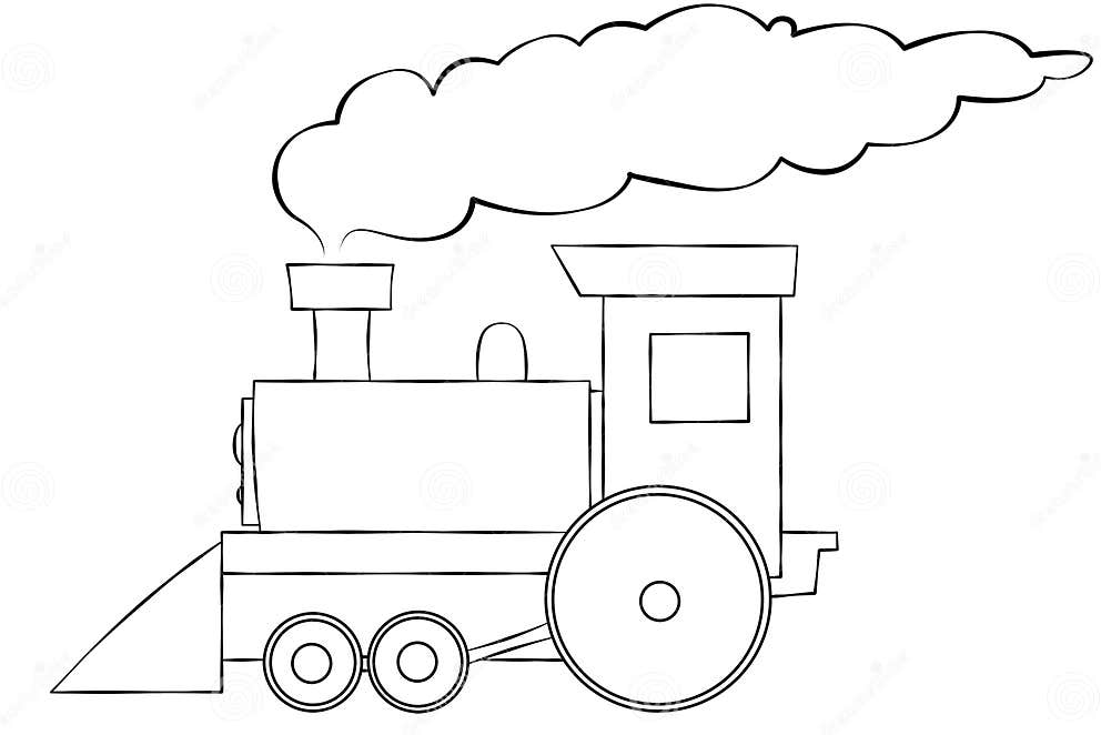 Cartoon Train Line Art stock illustration. Illustration of train - 6419926