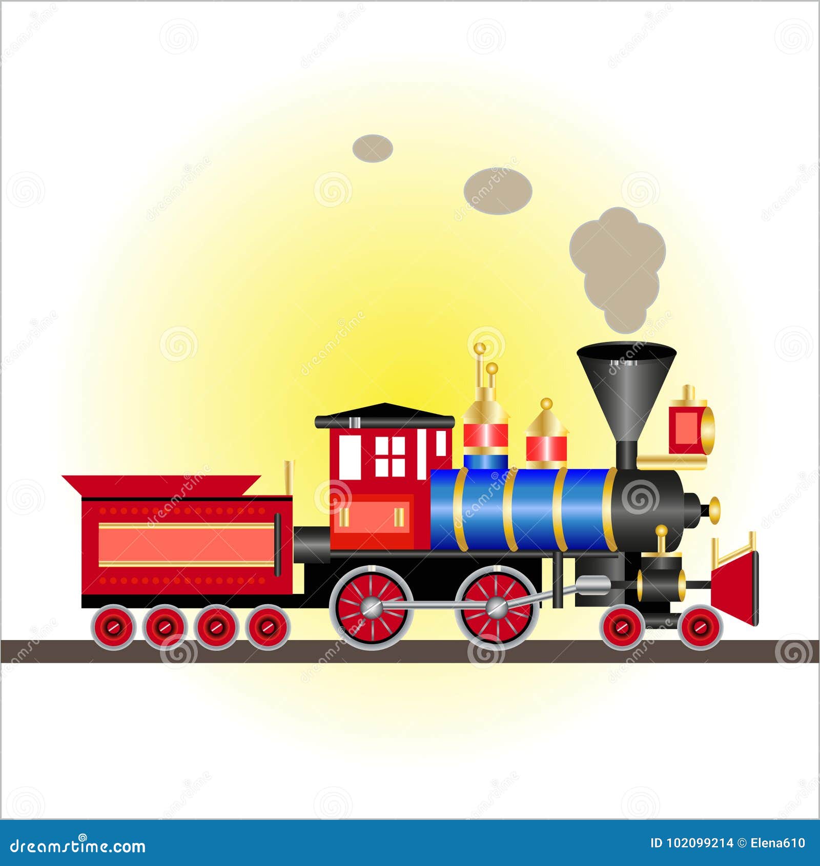 Cartoon Train Retro on Railroad Stock Illustration - Illustration of ...