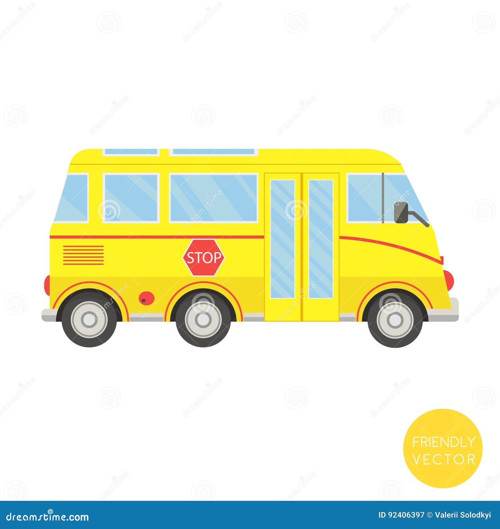 Cartoon Transport. School Bus Illustration. View from Side. Stock ...