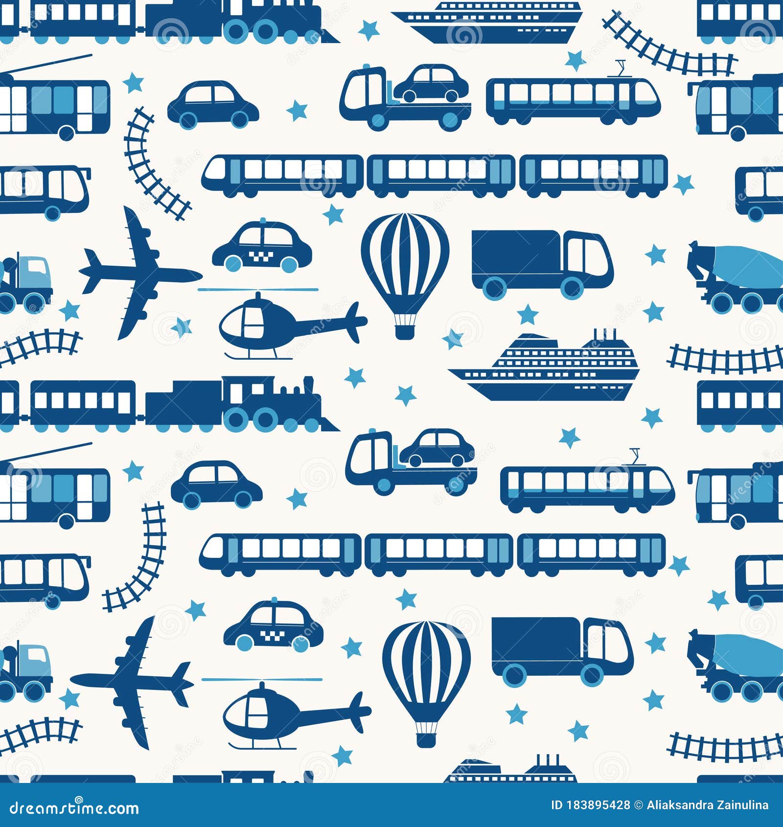 Cartoon Transport Seamless Pattern Stock Vector - Illustration of child ...