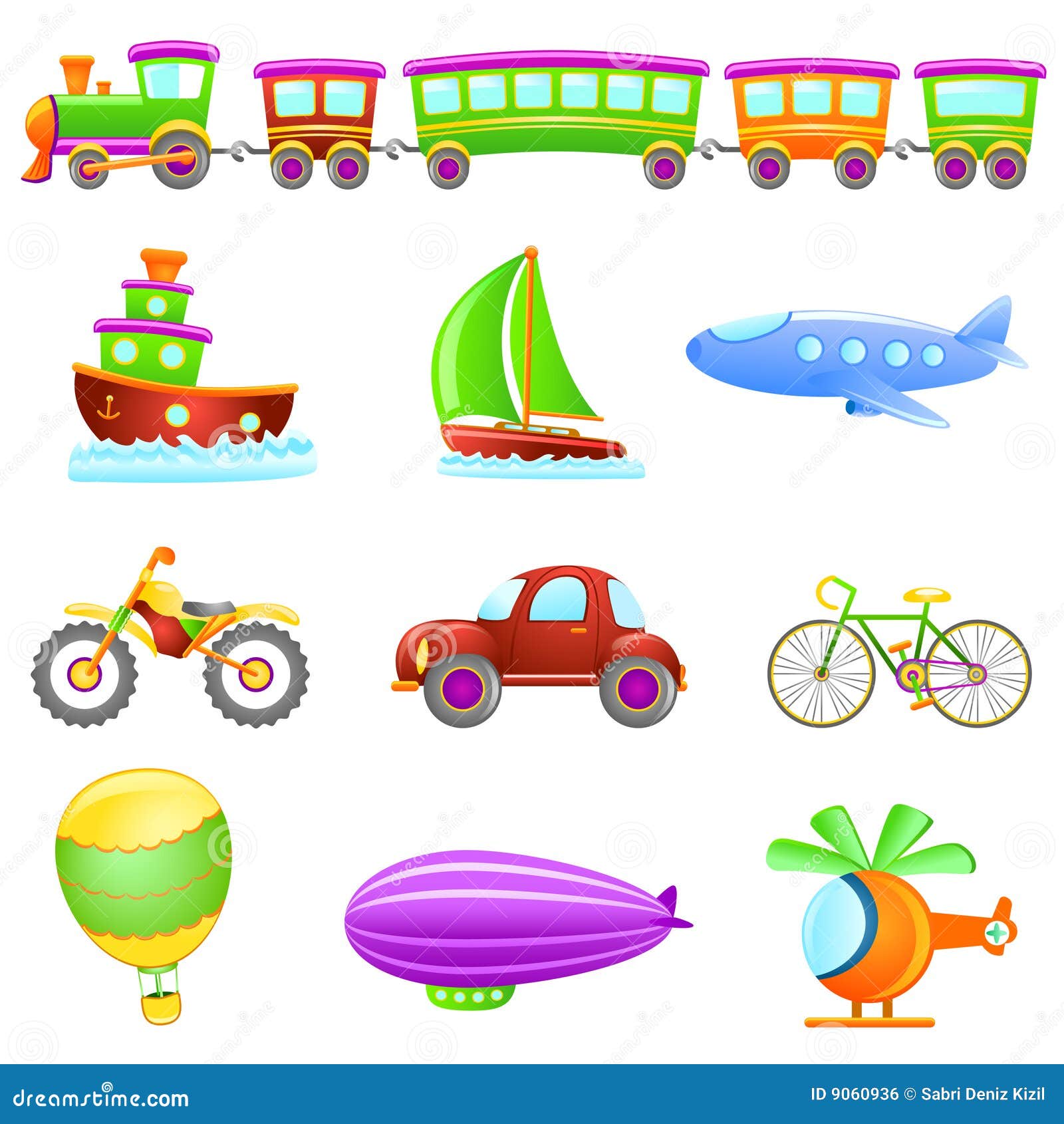 Cartoon Transportation Vector Stock Vector - Illustration of airplane ...