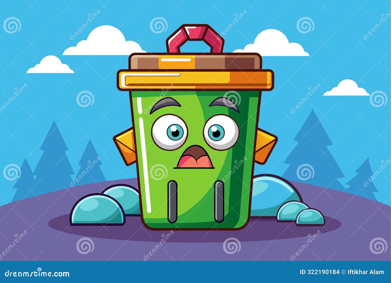 Set Of Cartoon Trash Bins Icons Vector Illustration | CartoonDealer.com ...