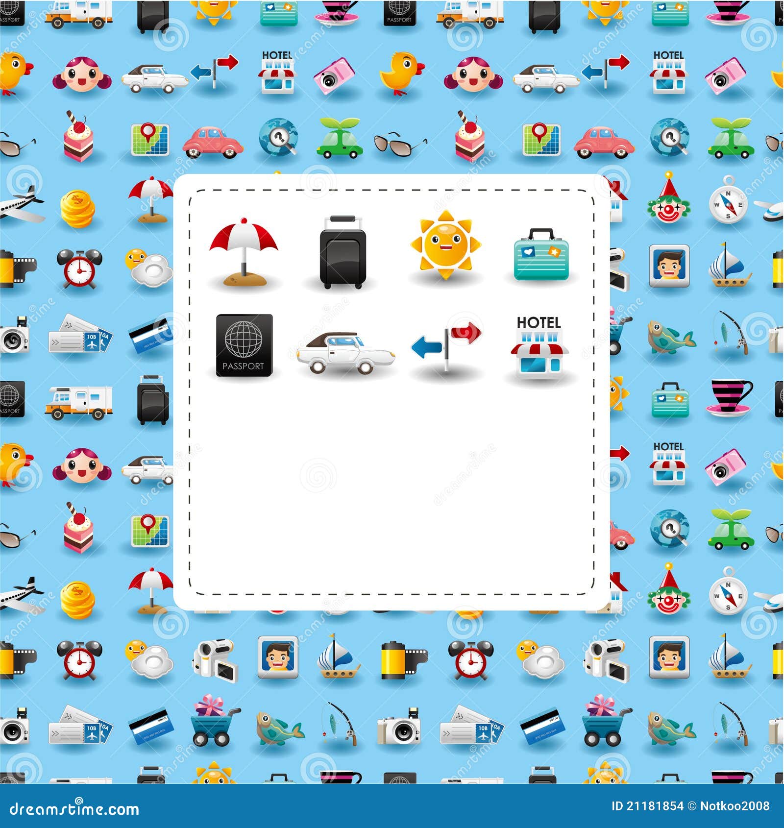 Cartoon Travel card stock vector. Illustration of symbol - 21181854