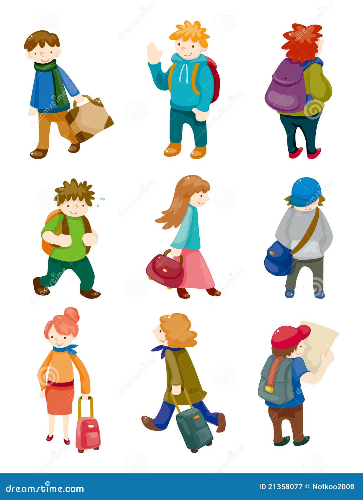 Cartoon Set Of Travel Equipment Isolated On White Background ...