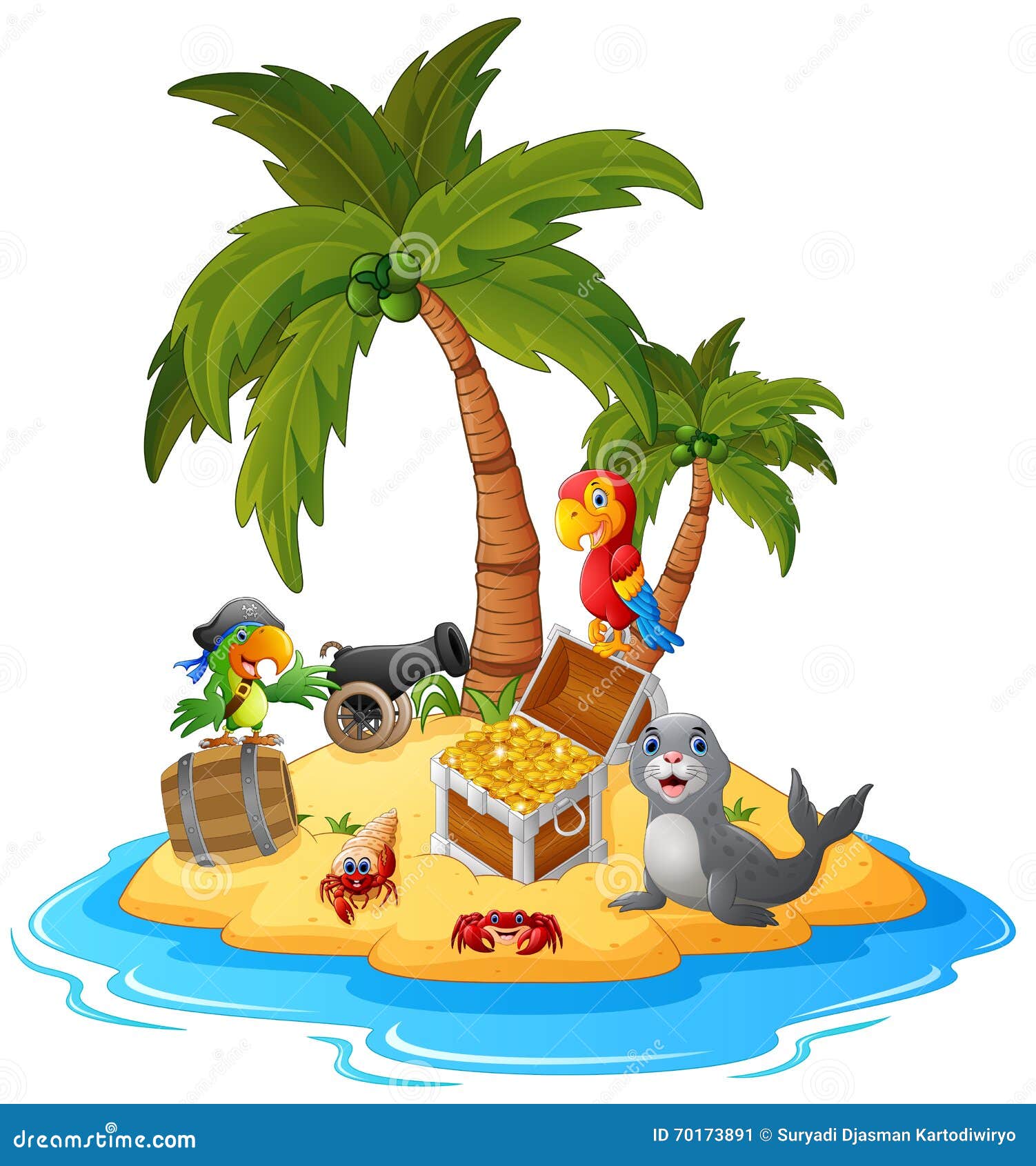 Cartoon treasure island stock vector. Illustration of water - 70173891