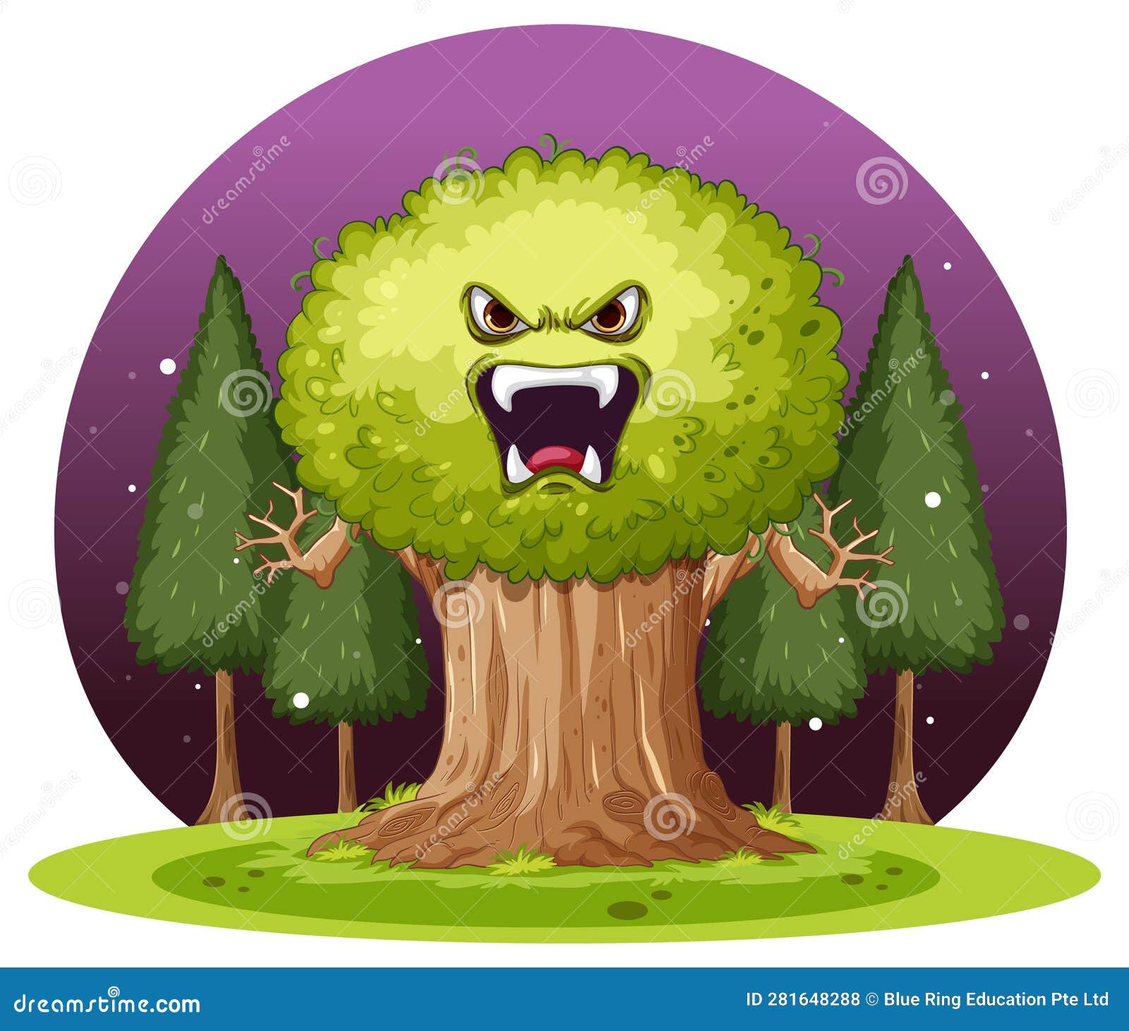 Cartoon Tree with Angry Face Vector Stock Vector - Illustration of ...