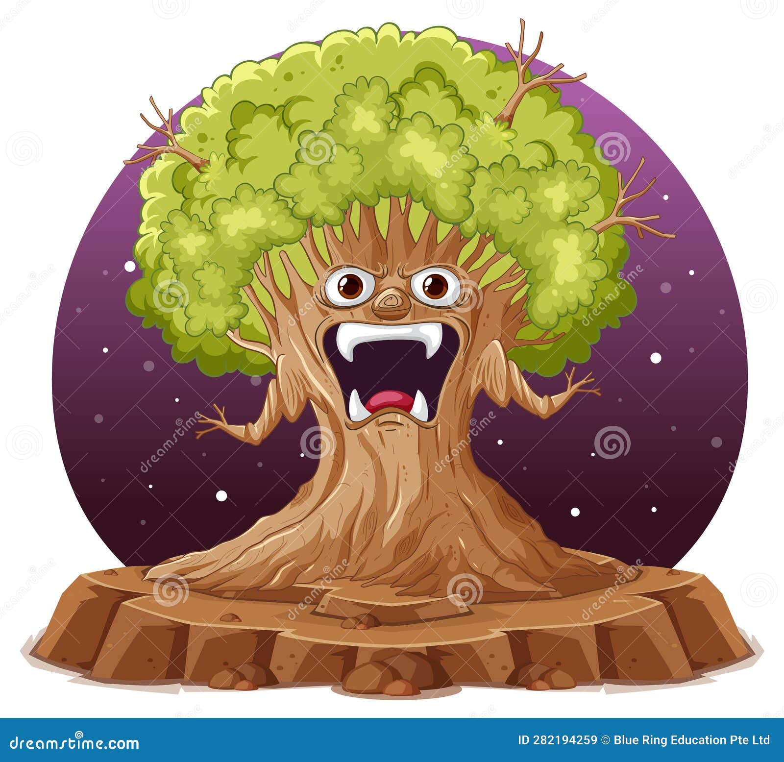 Cartoon Tree with Angry Face Vector Stock Vector - Illustration of ...