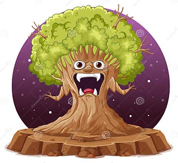 Cartoon Tree with Angry Face Vector Stock Vector - Illustration of ...