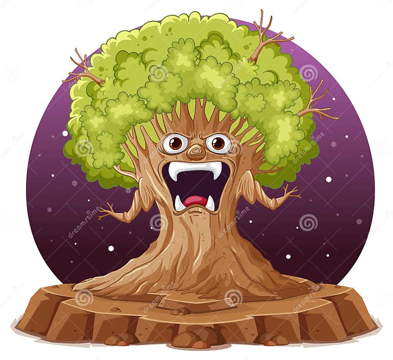 Cartoon Tree with Angry Face Vector Stock Vector - Illustration of ...