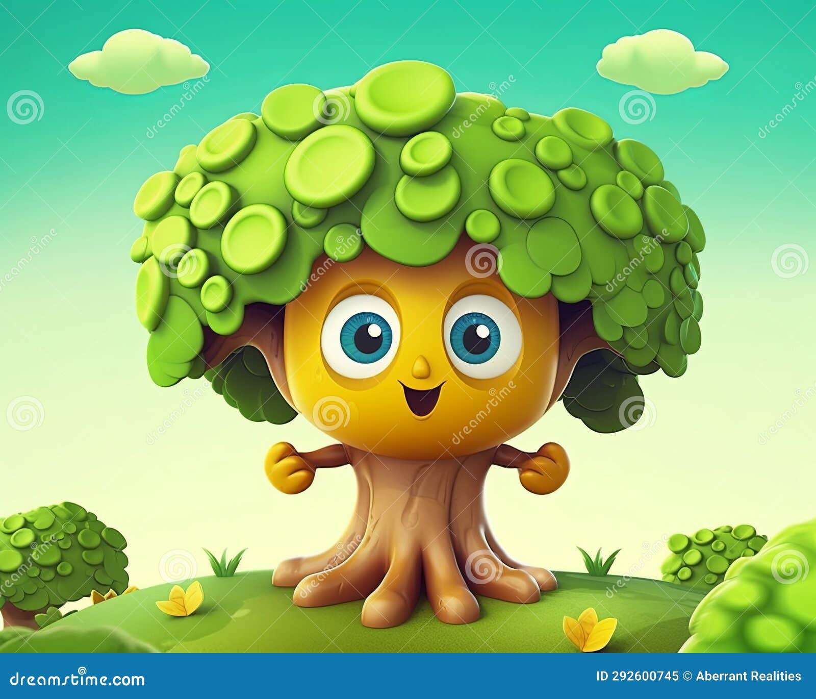 A Cartoon Tree with a Big Smile on Its Face Stock Illustration ...