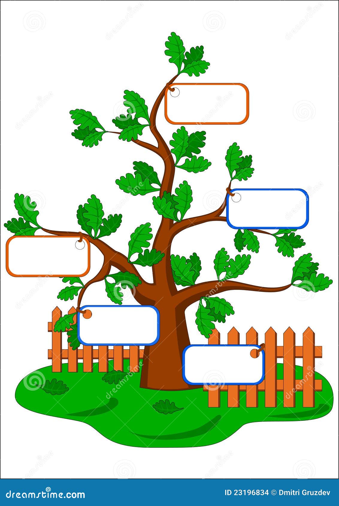 Cartoon Tree And Blank Cards. Vector Illustration | CartoonDealer.com ...