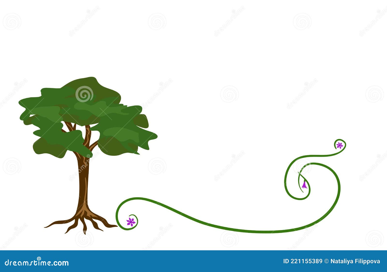 Cartoon tree and doodle stock vector. Illustration of swirl - 221155389