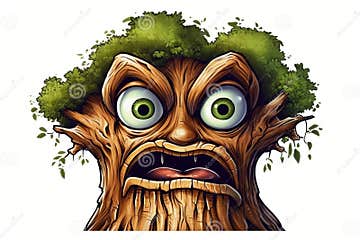 Cartoon Tree Face. AI stock illustration. Illustration of vibrant ...