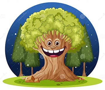 Cartoon Tree with Face Vector Stock Vector - Illustration of expression ...
