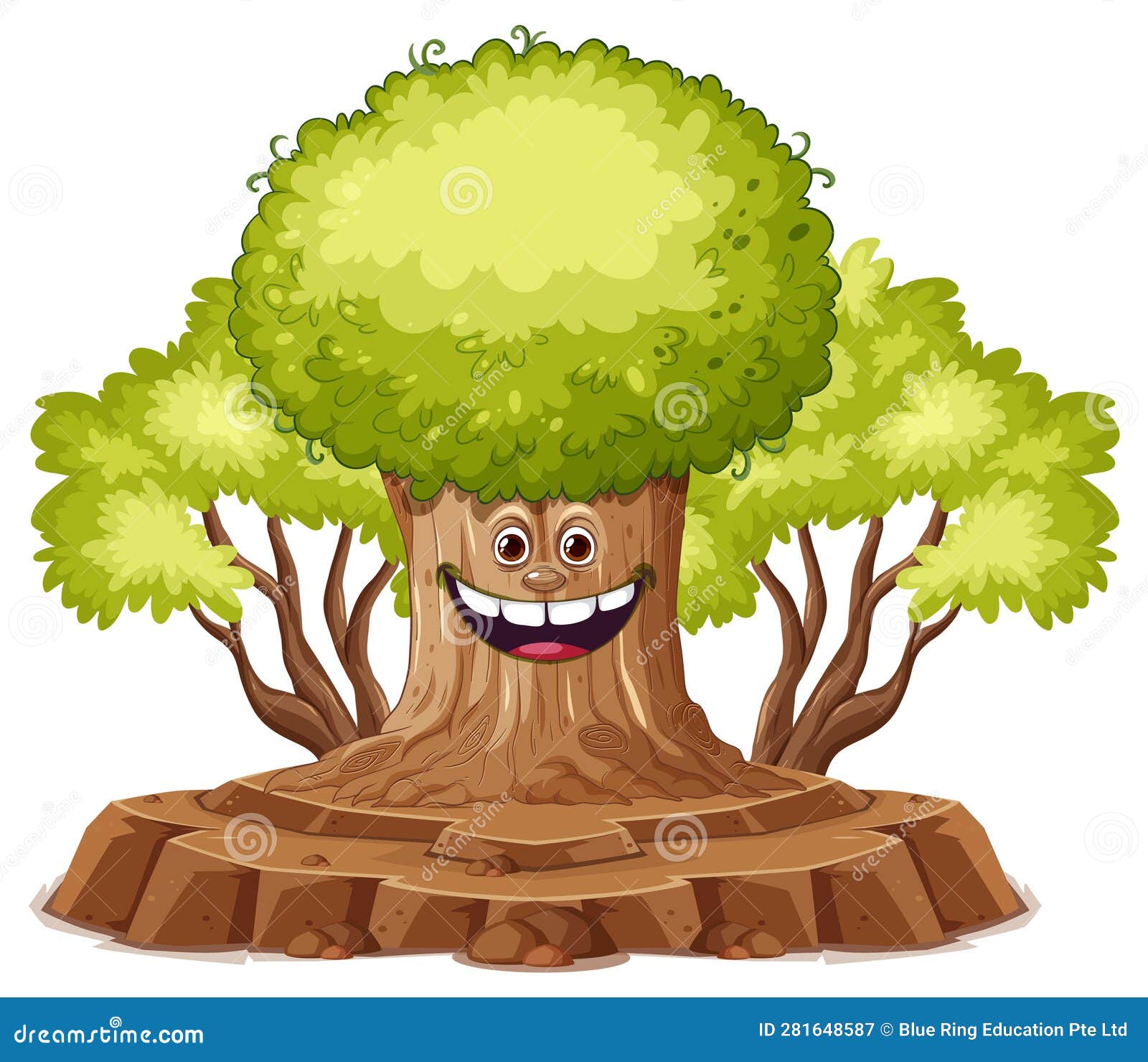 Cartoon Tree with Face Vector Stock Vector - Illustration of ...