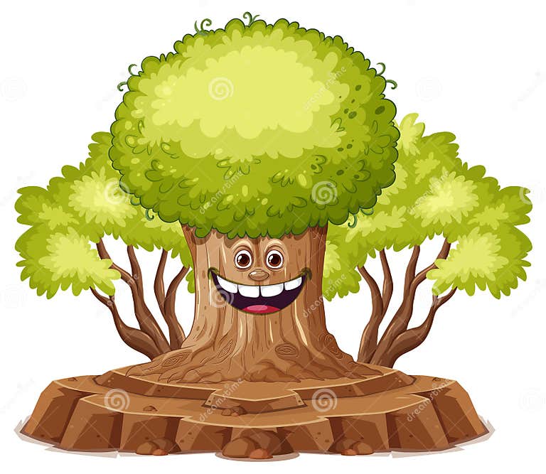 Cartoon Tree with Face Vector Stock Vector - Illustration of ...