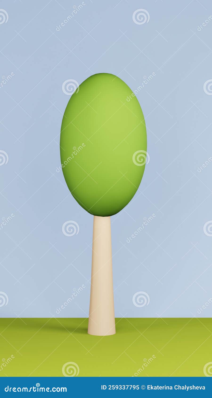 Cartoon Tree in the Garden, 3d Render Stock Illustration - Illustration ...