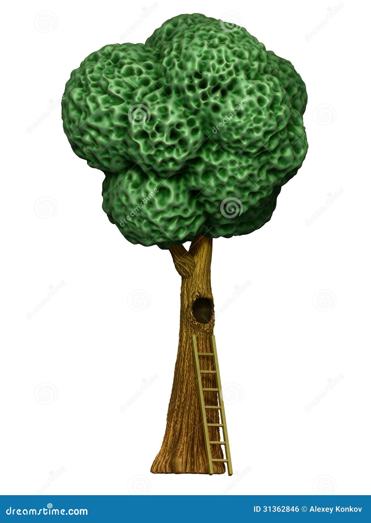 Cartoon Tree with Hollow and Ladder Stock Illustration - Illustration ...