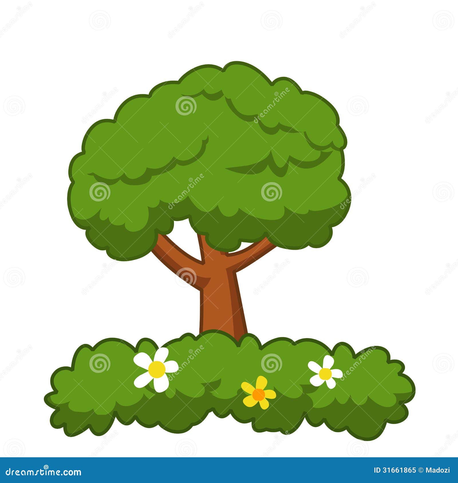 Cartoon Tree Isolated on White Background Stock Vector - Illustration ...