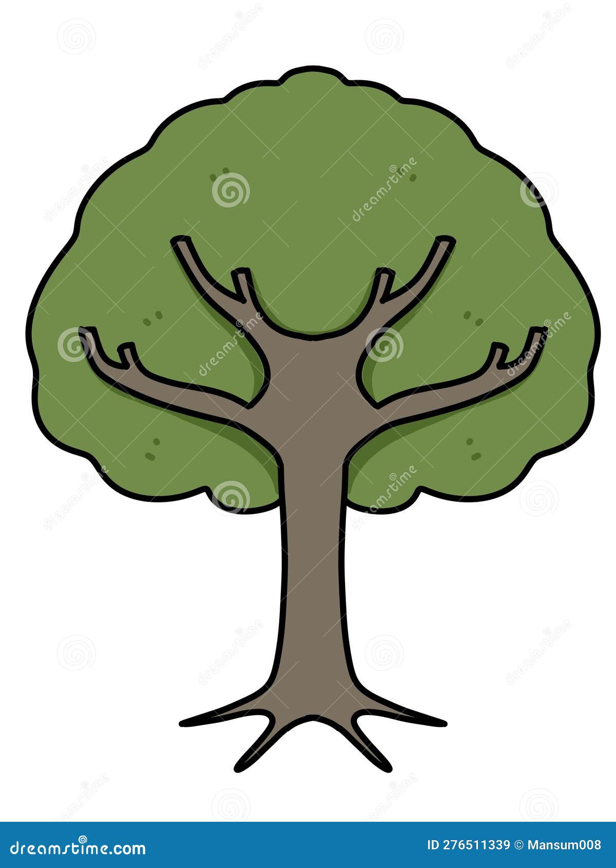 Cartoon Tree with Leaves on White Background Stock Illustration ...