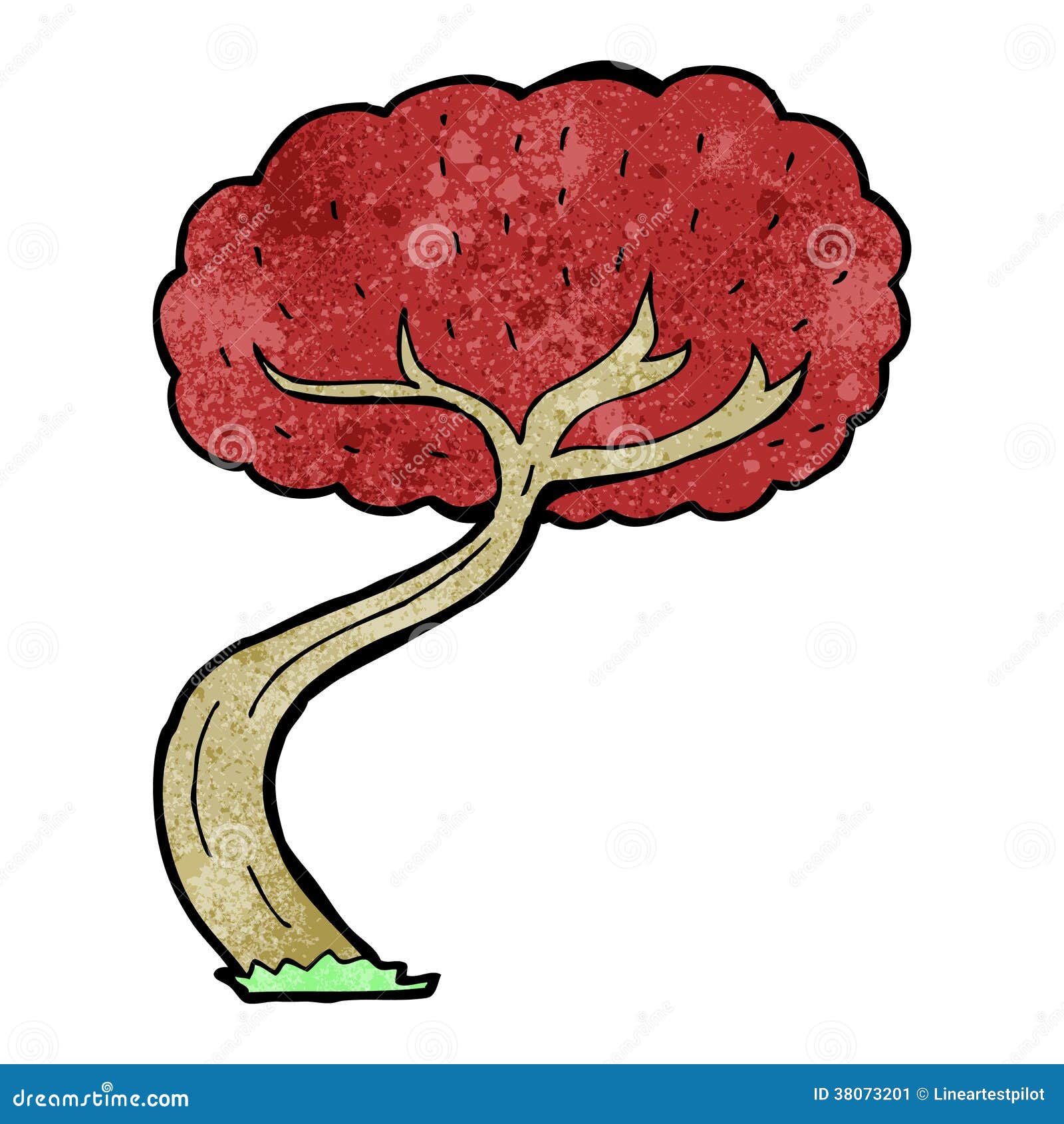 Cartoon Tree with Red Leaves Stock Illustration - Illustration of drawn ...