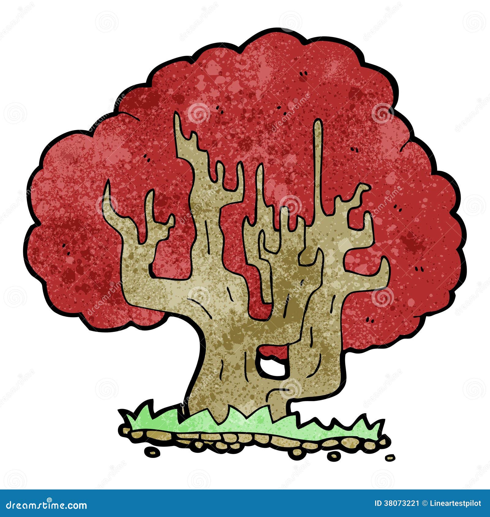 Cartoon Tree with Red Leaves Stock Illustration - Illustration of funny ...