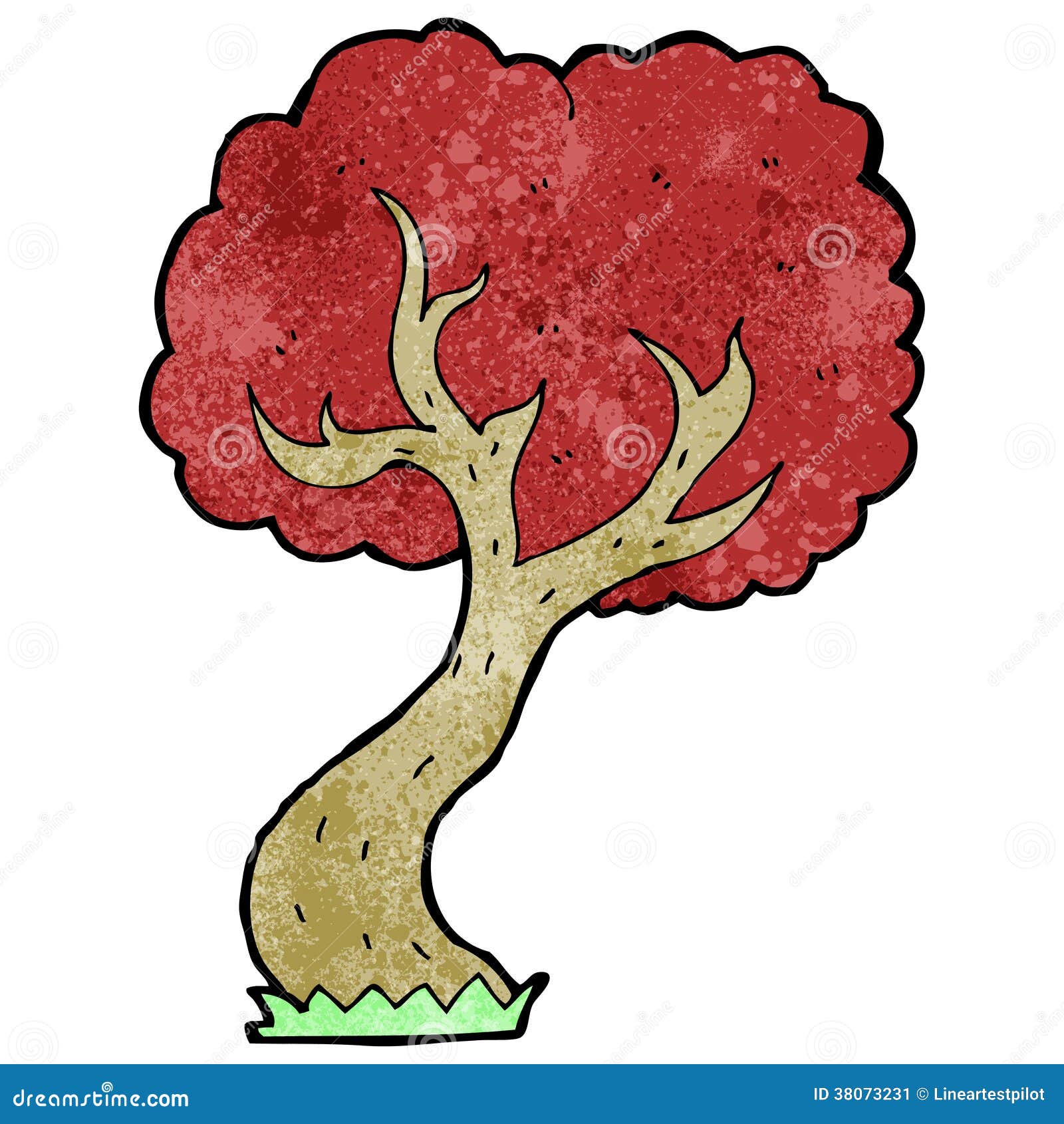 Cartoon Tree with Red Leaves Stock Illustration - Illustration of ...