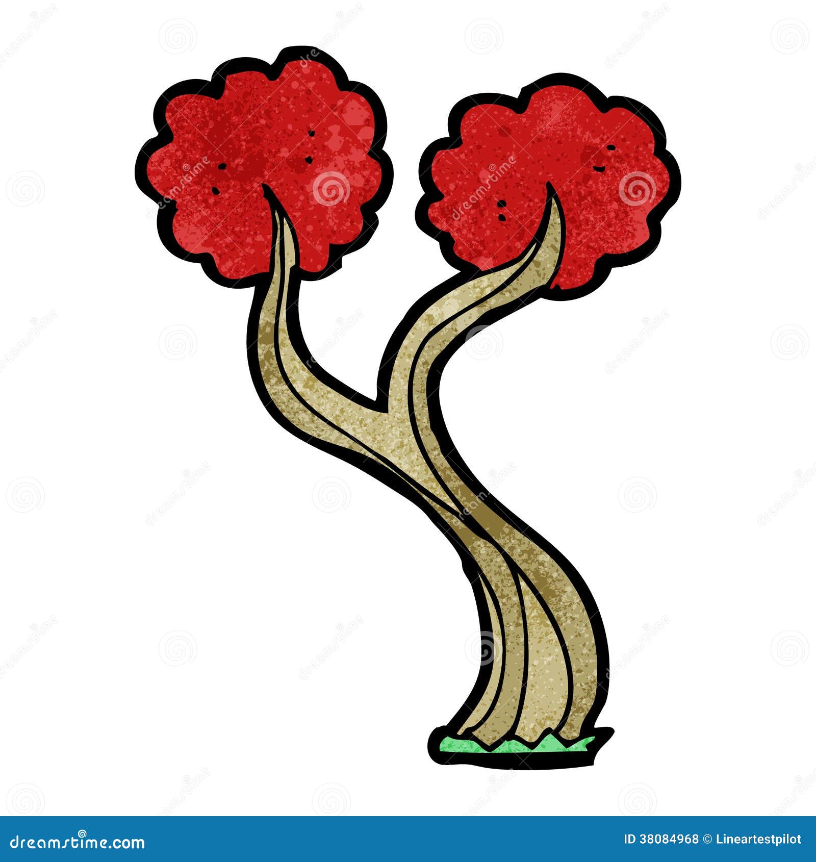 Cartoon Tree with Red Leaves Stock Vector - Illustration of quirky ...