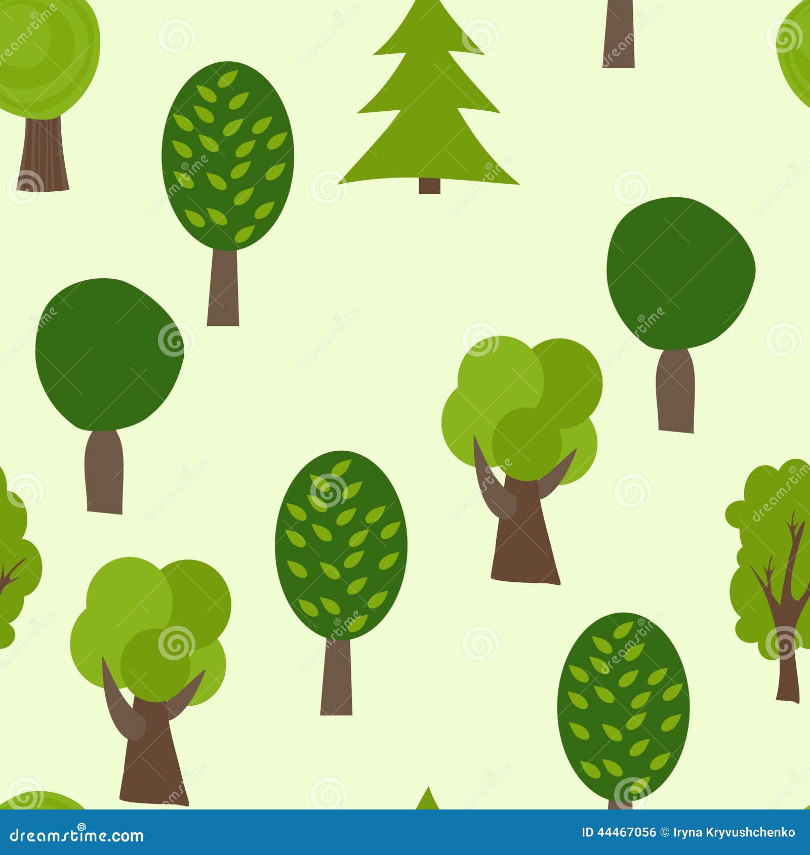 Cartoon Tree Seamless Pattern. Summer Vector Background Stock Vector ...