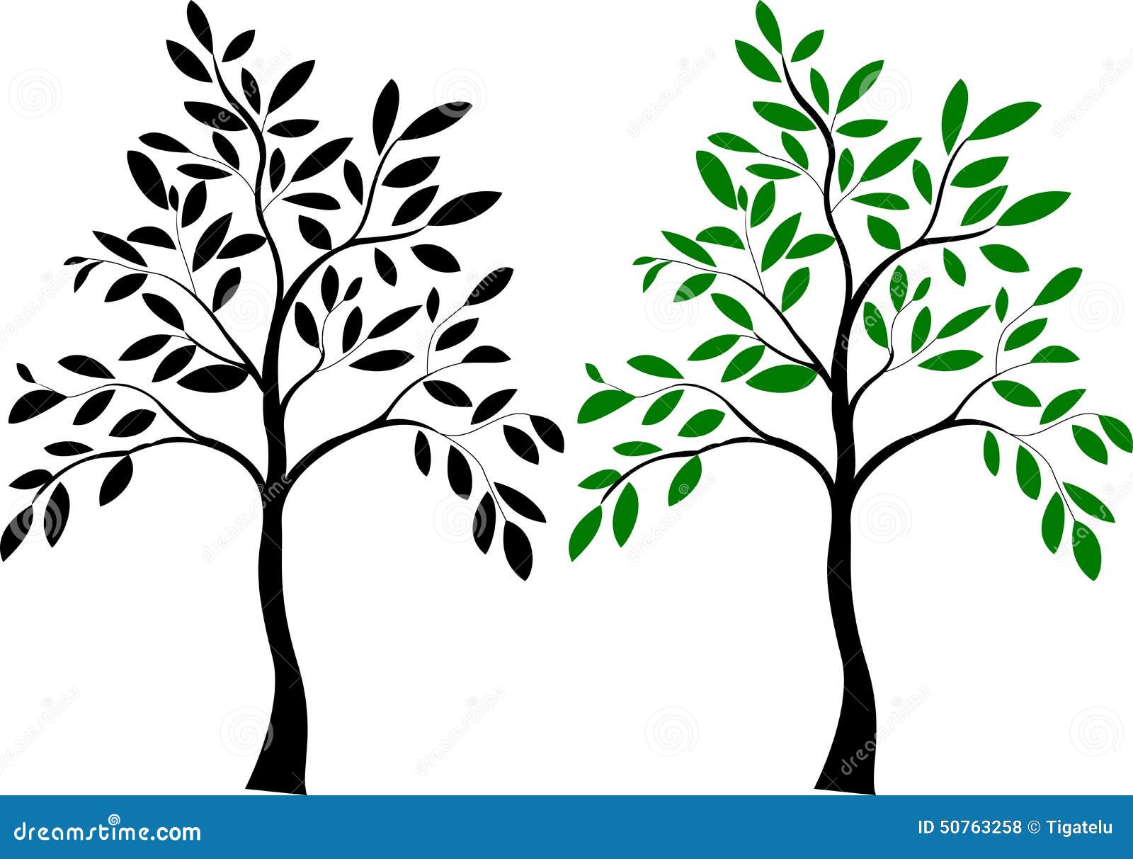 Cartoon tree silhouette stock vector. Illustration of autumn - 50763258