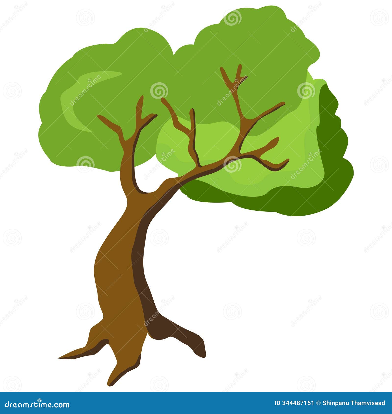 Cartoon Tree. Simple Modern Style. Green Plants, Forest. Flat Style ...