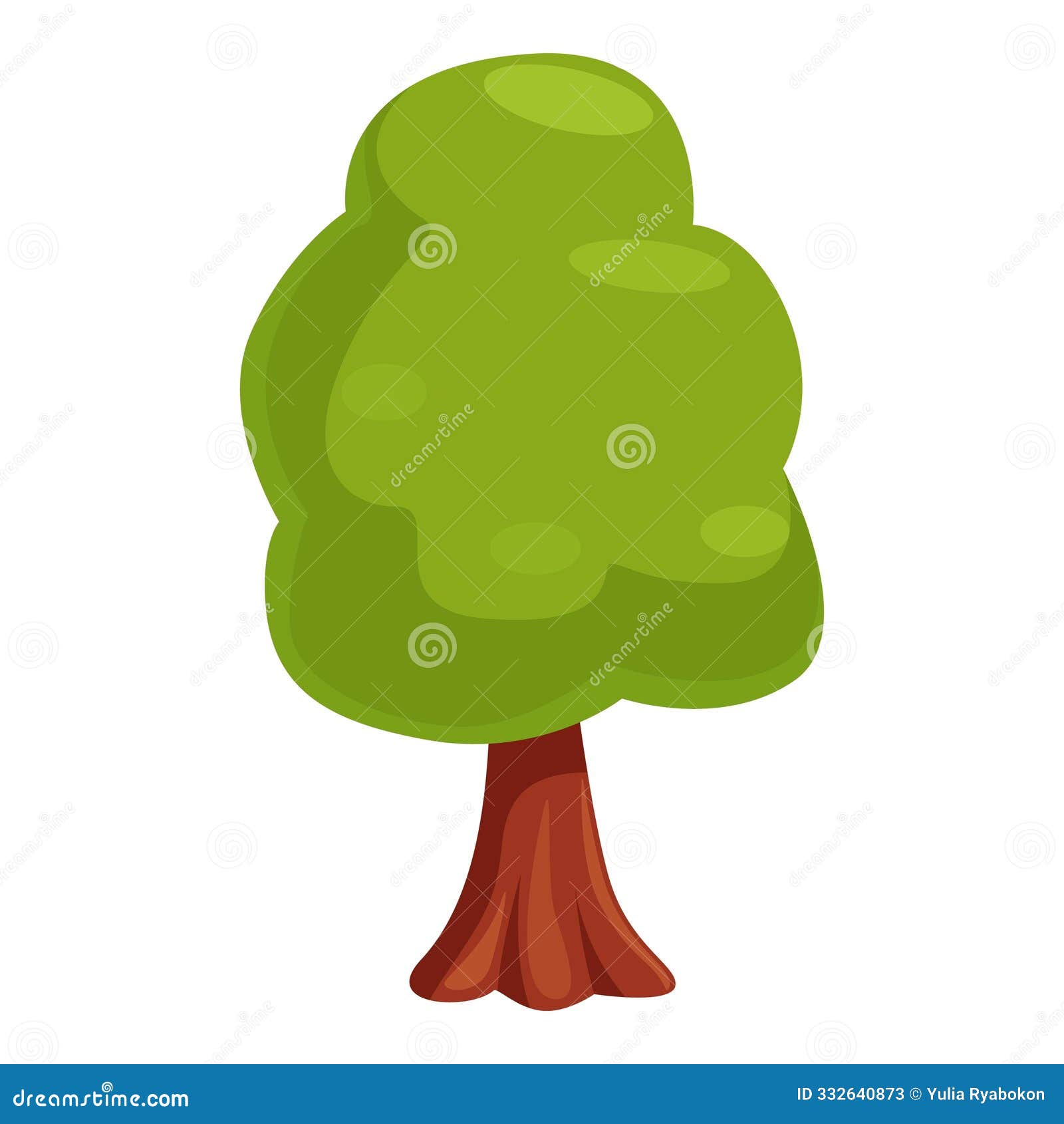 Cartoon Tree Standing Tall with Lush Green Foliage Stock Vector ...