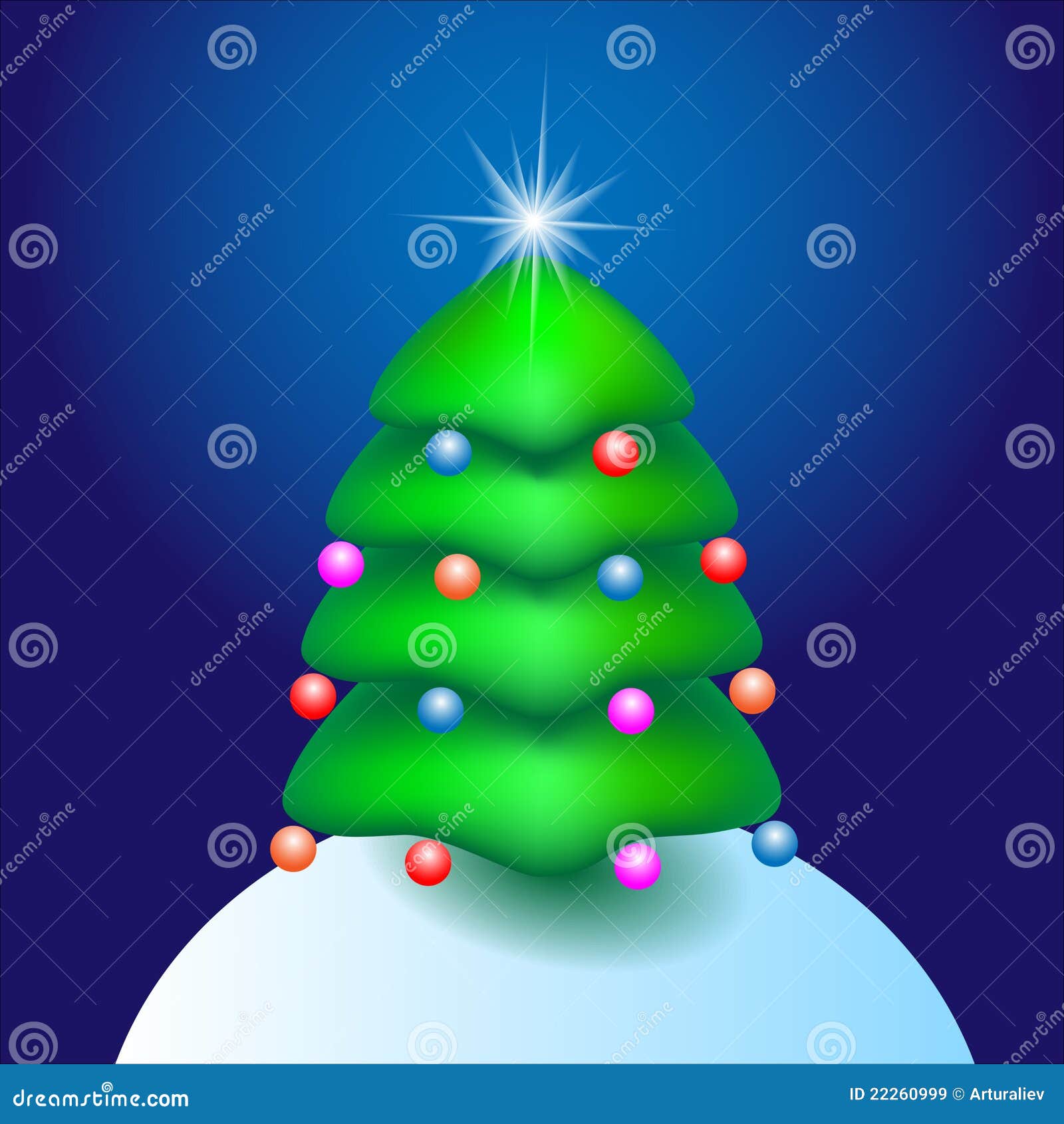 Cartoon tree with star stock vector. Illustration of clean - 22260999
