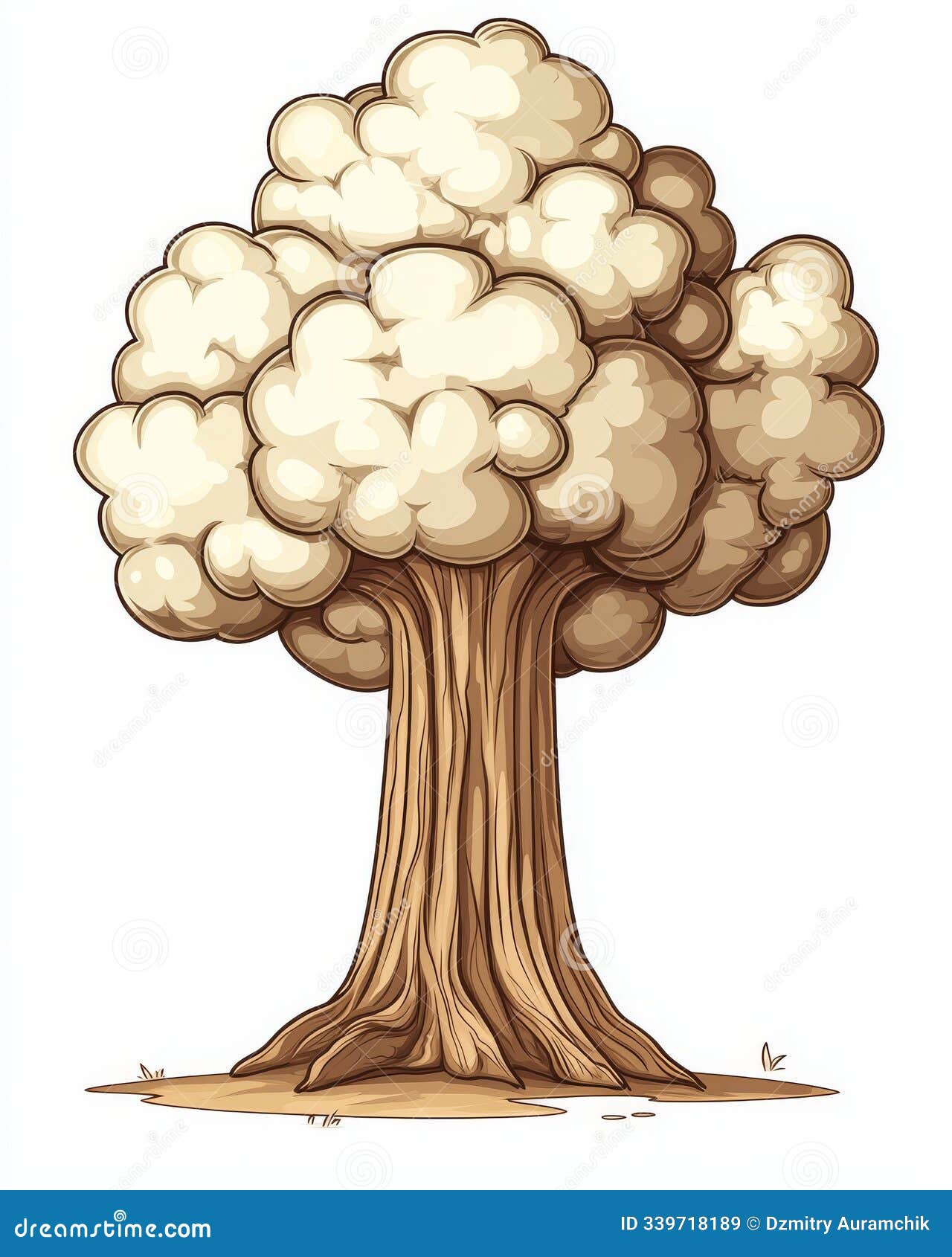 In this Cartoon, a Tree is Surrounded by White Clouds and a Cloud of ...